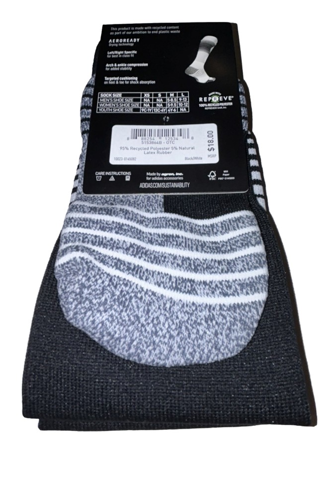 Adidas Team Speed OTC Soccer Socks 1 Pair Youth 13C-4Y Black & White w ...