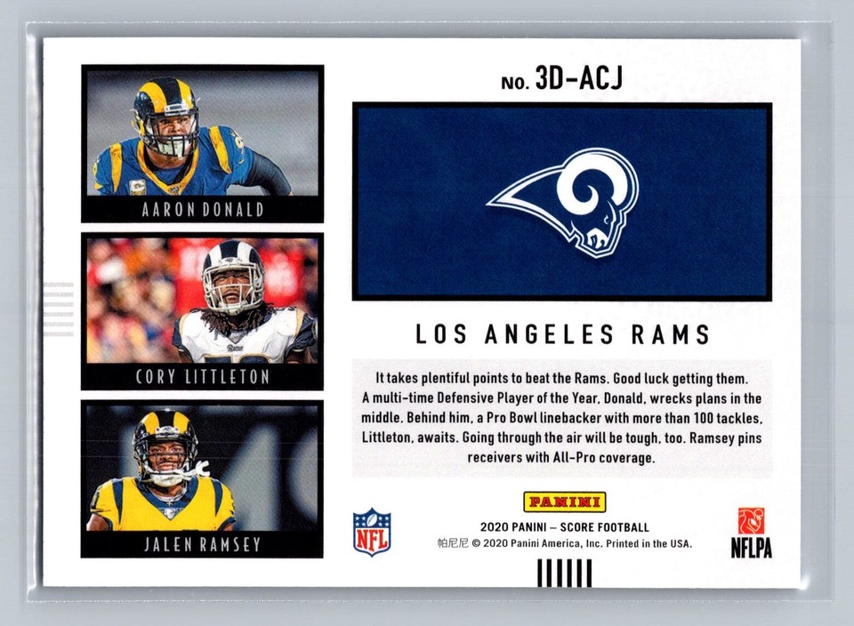 2020 Score #3D-ACJ Aaron Donald / Cory Littleton / Jalen Ramsey | eBay