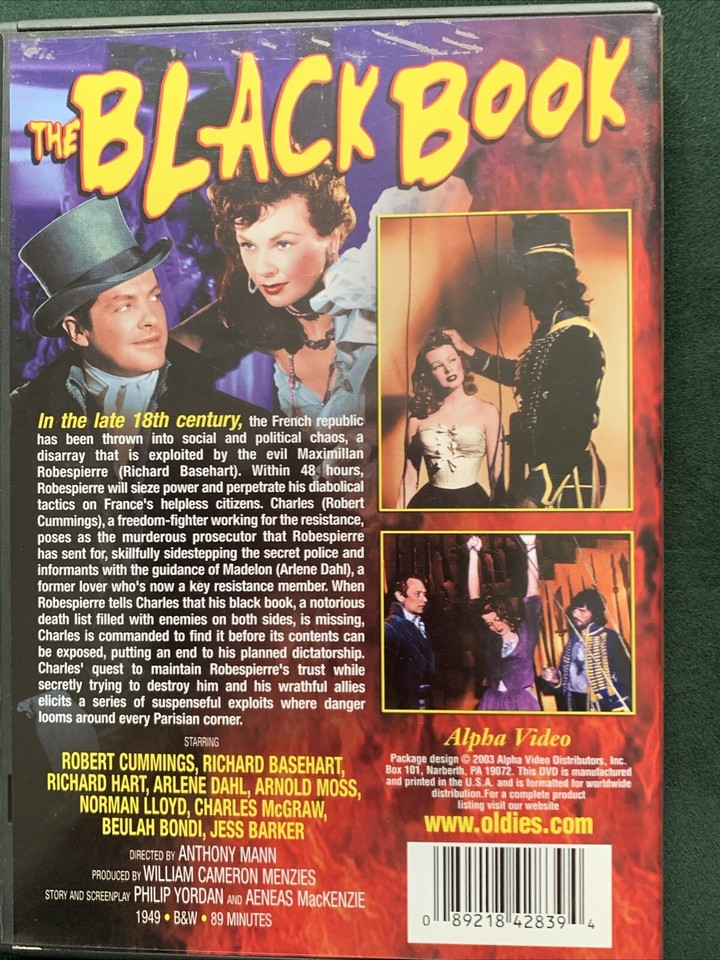 The Black Book-The Reign of Terror (DVD, 1949) black-and-white alpha ...