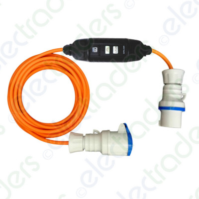 30m Orange Caravan Hook Up / Extension lead 2.5mm 16A Plug, RCD & 16A ...