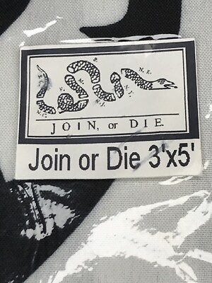 Join Or Die Snake Flag 3’x5’ New In Package Black White Is Colonial ...