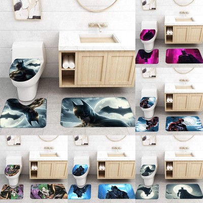 Batman Bathroom Set 3PCS Rug Set Non-Slip Bath Mat Toilet Lid Cover ...