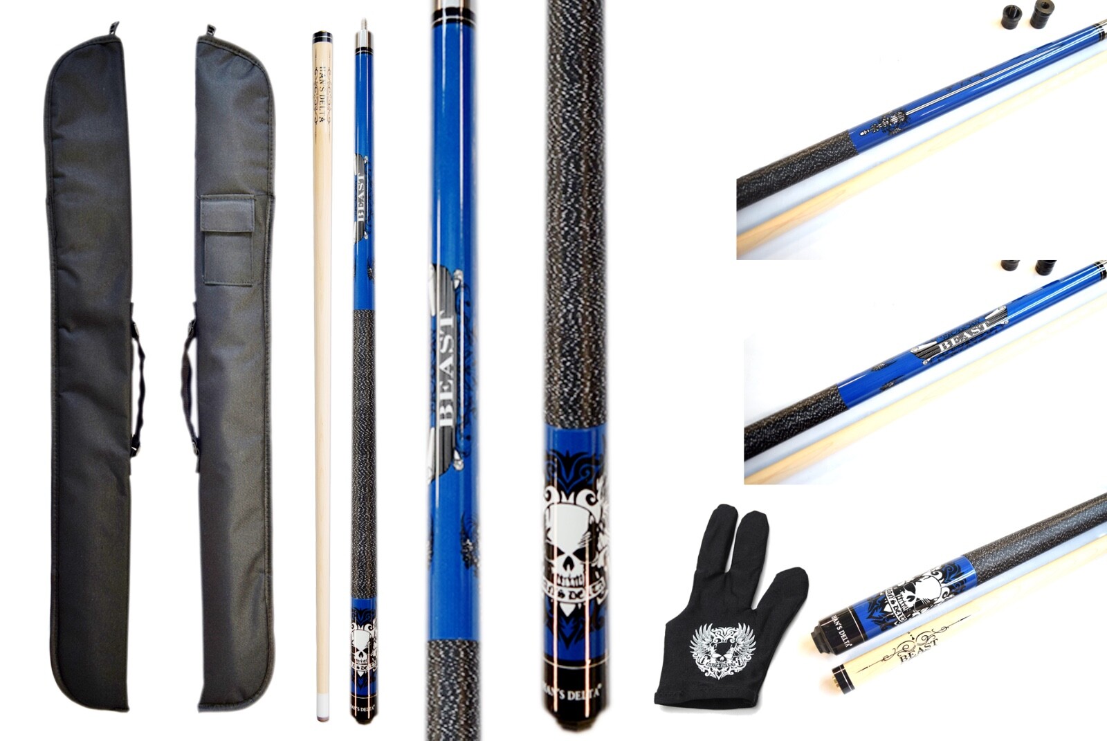 H DELTA BEAST Billiard Pool Cue Kit, FREE 1x1 CASE, CASE, GLOVE, JOINT ...