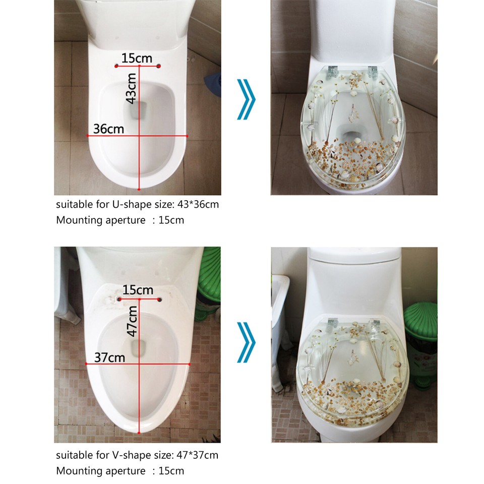 Toilet Seat Resin Sea Shell Pattern Close Toilet Silver Hinges Shell ...