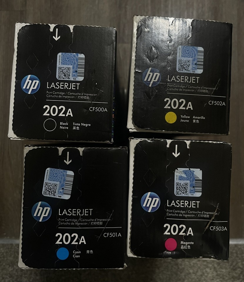 GENUINE HP 202A TONER SET CF500A CF501A CF502A CF503A - FACTORY SEALED ...