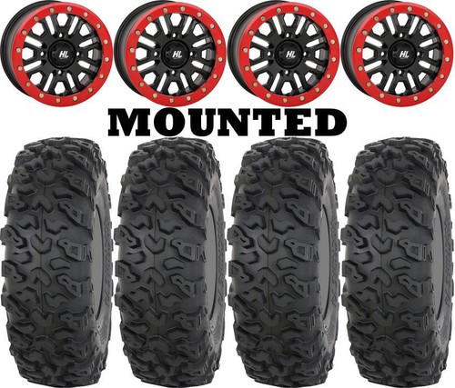 Kit 4 High Lifter Roctane T4 30x10-14 on HL23 Beadlock Matte Black Red ...