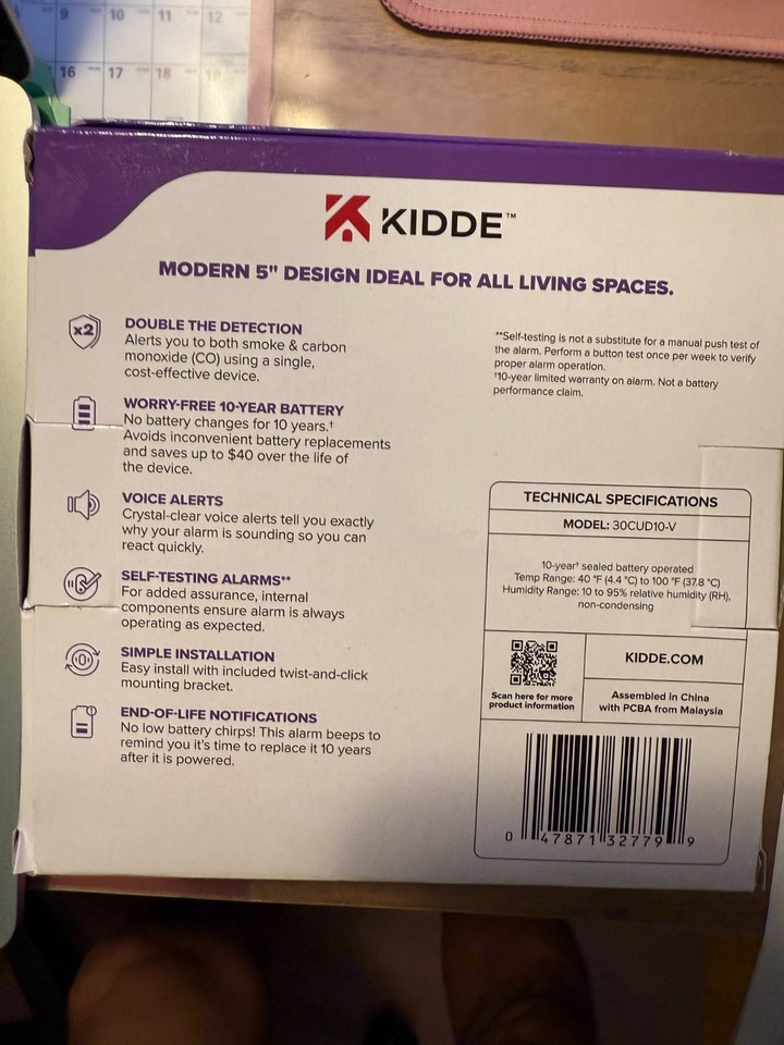New $80 Kidde Smoke & Carbon Monoxide Alarm 10-Year Battery Model ...