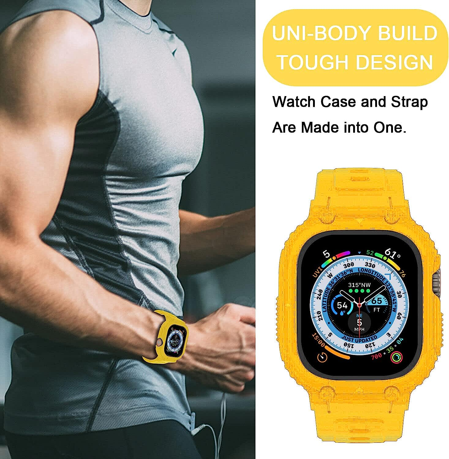 Rugged Apple Watch Band Case Strap Bumper Cover Iwatch Ultra SE 8 7 6 5 ...