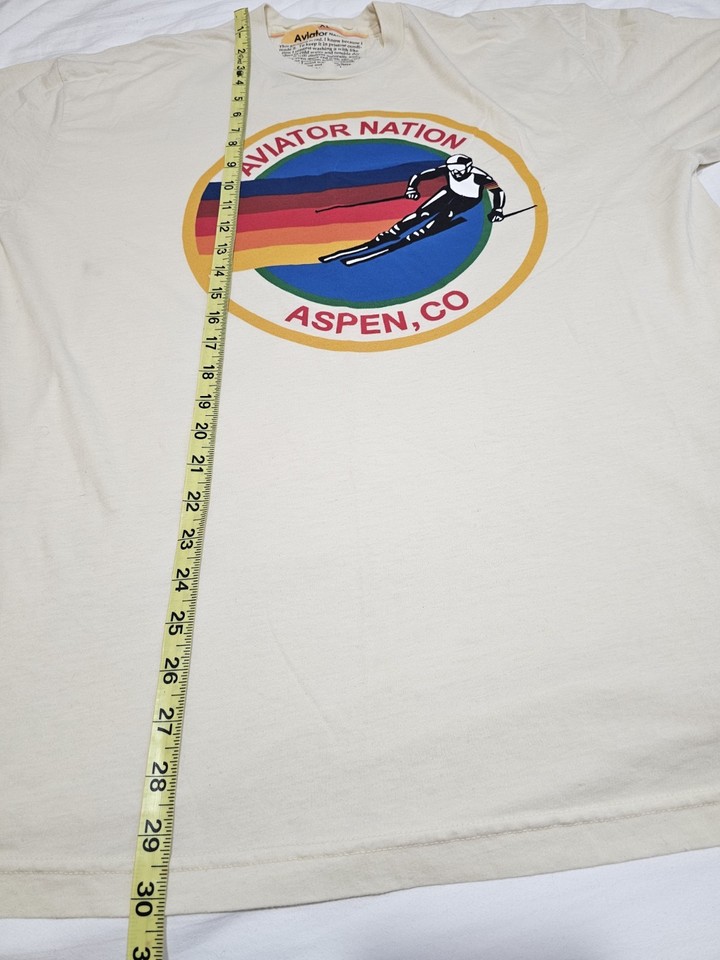 Aviator Nation Aspen Colorado Graphic T-shirt Cream Short Sleeve Mens ...