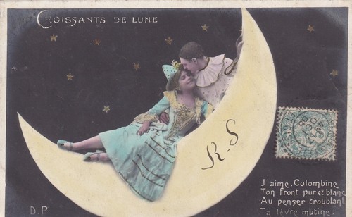 Crescents of the Moon the Sleeping with GOLDEN DREAMS RPPC Fantasy ...