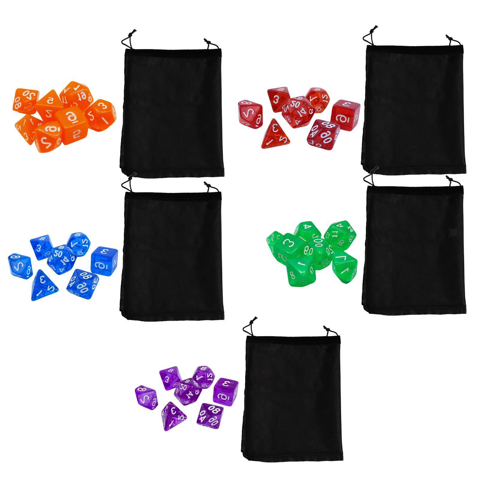 7Pcs Polyhedral Dices Set with Storage Bag D8 D4 D10 D12 D20 Game Dices ...