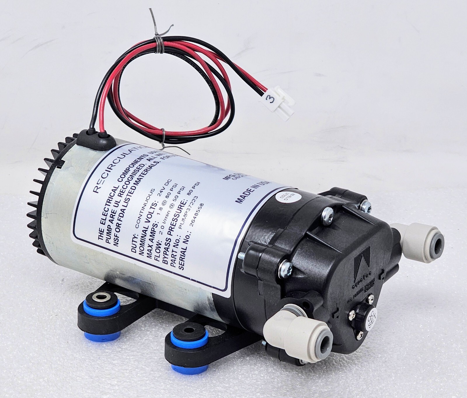 ELGA PUMP37223 Recirculation Pump 24VDC 1.8A @ 80PSI Flow 2.0 l min ...
