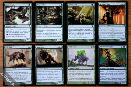 Set of 8 Green Infect Creatures *NM* Phyrexia Magic MTG Poison Counters ...