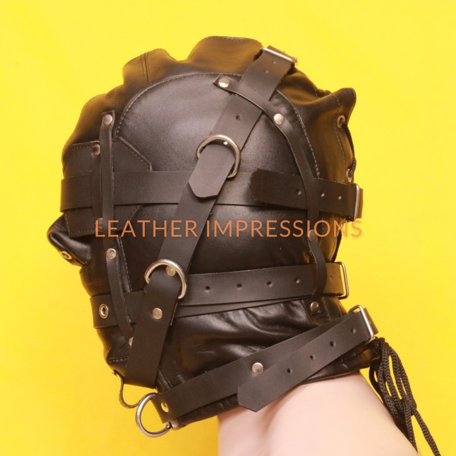 Gimp Mask Real Leather Sensory Deprivation Hood Bondage Adult Cosplay ...