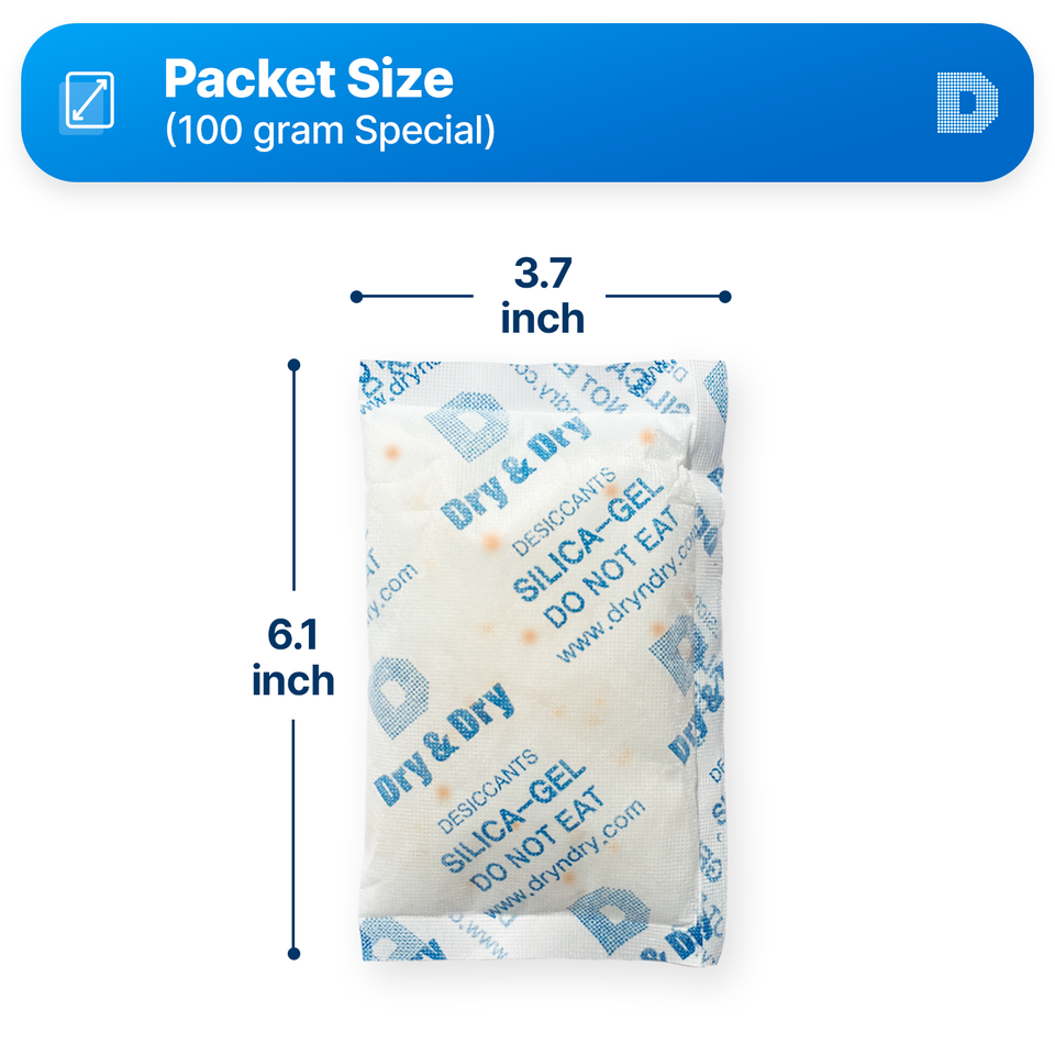 100 gram X 10 PK "Dry & Dry" Food Grade Orange Indicating Silica Gel ...