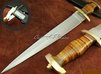 Custom Hand Made 12C27 Steel Swiss BASELARD Dagger w/ Leather Stacked ...