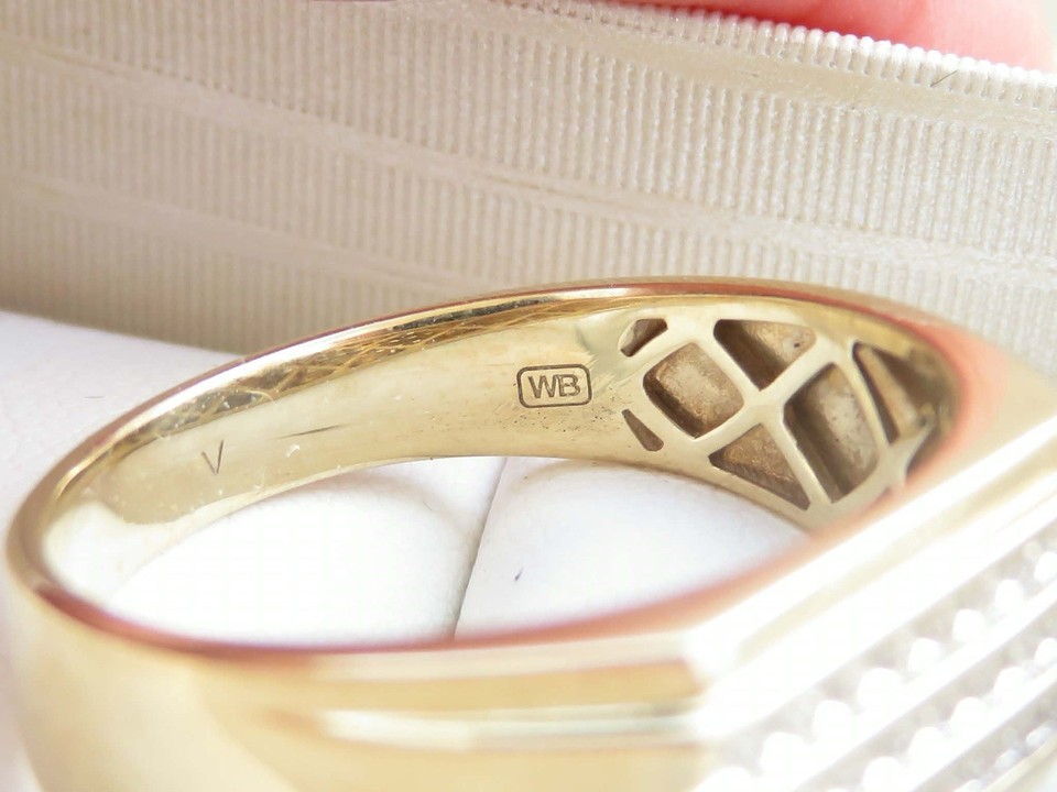 Genuine Diamond Men’s Ring In 9K Yellow Gold | eBay UK