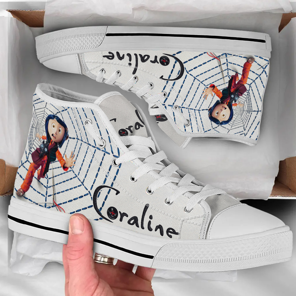 Coraline Canvas Shoes, Coraline Cartoon Movie Printed High Top Sneaker ...