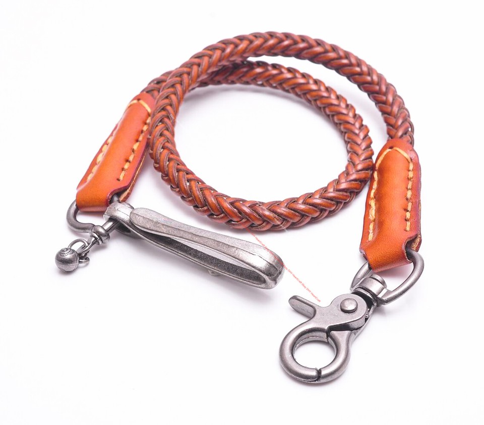 24" Men Handmade Quality Leather Braided Motocycle Trucker Jeans Wallet ...