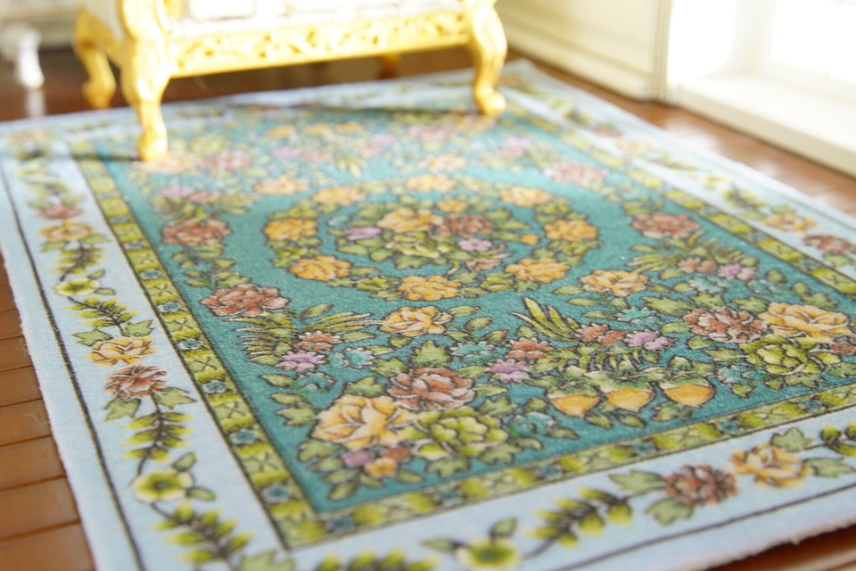 Beautiful French Style Full Floral Small Flowers Rug for 1/12 Dollhouse ...
