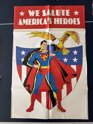 2001 DC Comics Superman We Salute America's Heroes Patriotic Poster 34 ...