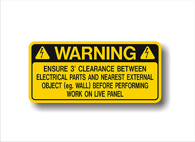 Electrical Safety decal WARNING LIVE PANEL - imperial 3' CLEARANCE ...