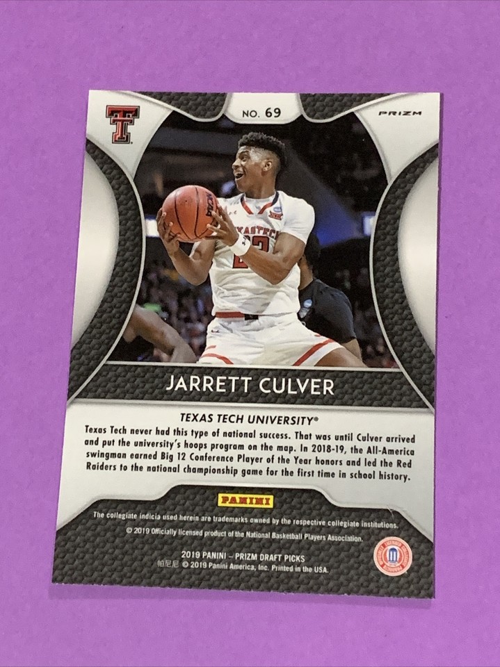 2019 Panini Prizm Draft Picks Jarrett Culver Rookie Silver Prizm #69 Texas Tech | eBay