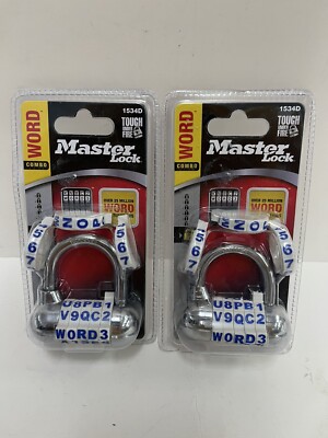 Lot 2 Master Lock 1534D White Padlock Set Your Own Word Numbers ...