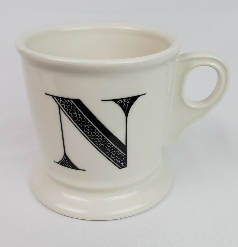 Anthropologie Monogram Alphabet Initial Mug Letter M Shaving Style | eBay