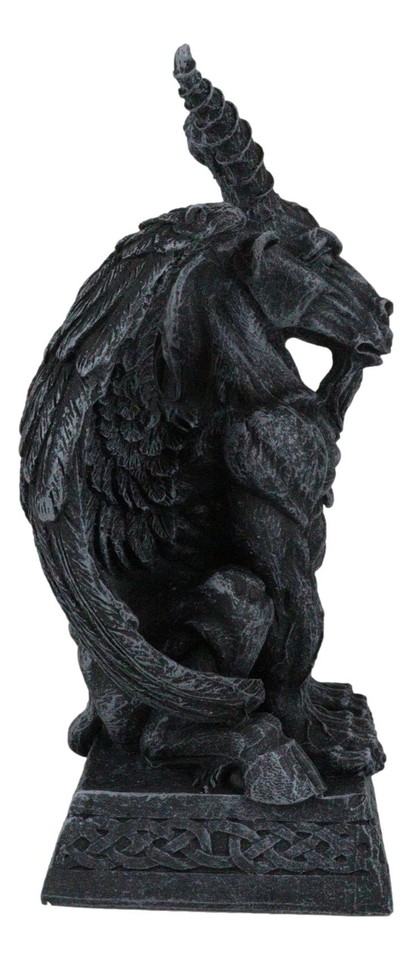 Gothic Sabbatic Goat Winged Baphomet Gargoyle Crouching On Pedestal ...