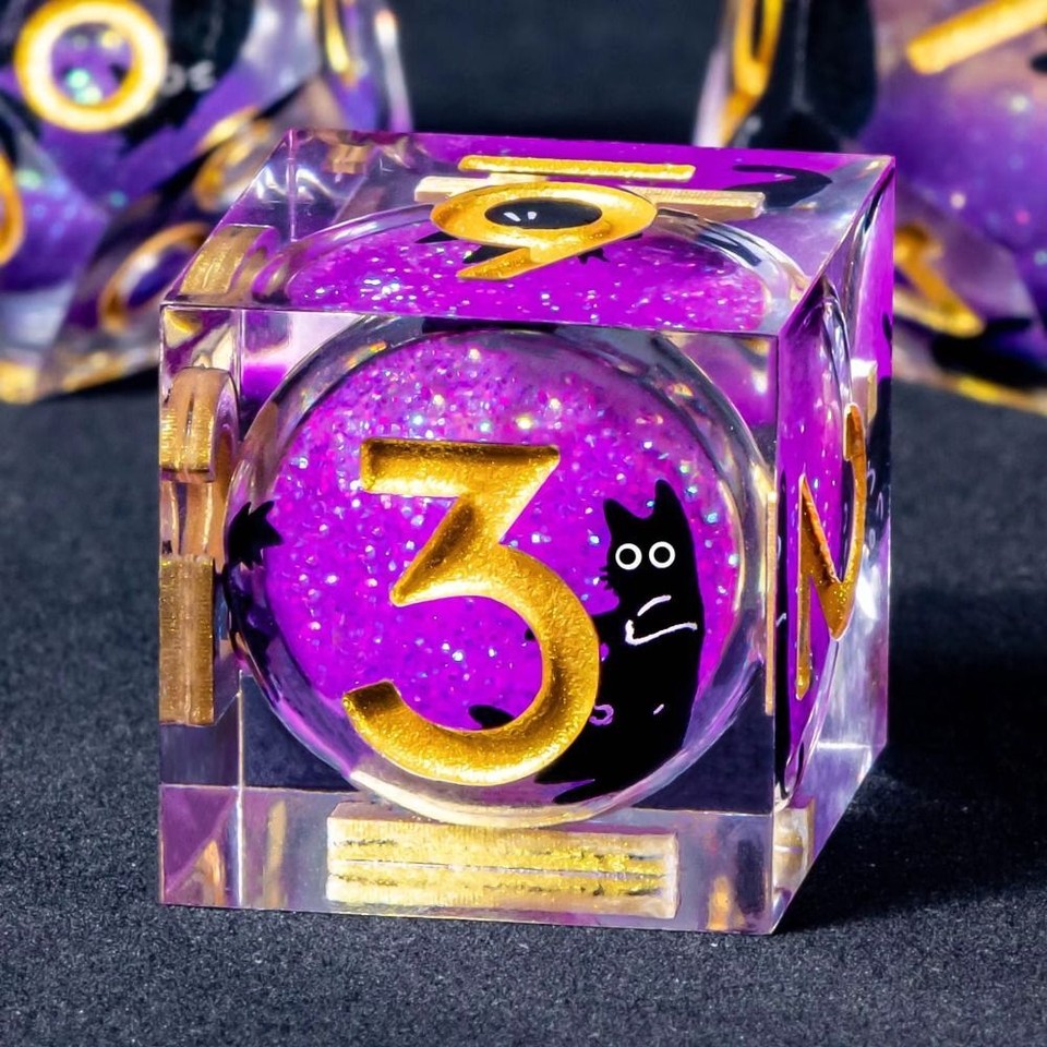 7-Piece Dice Set Purple Sand Resin Dice Set Handmade RPG Dice Set ...