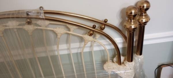 Vintage Elliot's Design White Enameled Iron and Brass Full Size Bed | eBay
