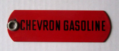VINTAGE CHEVRON GASOLINE PORCELAIN FUEL TAG PUMP BADGE GAS OIL SIGN ...