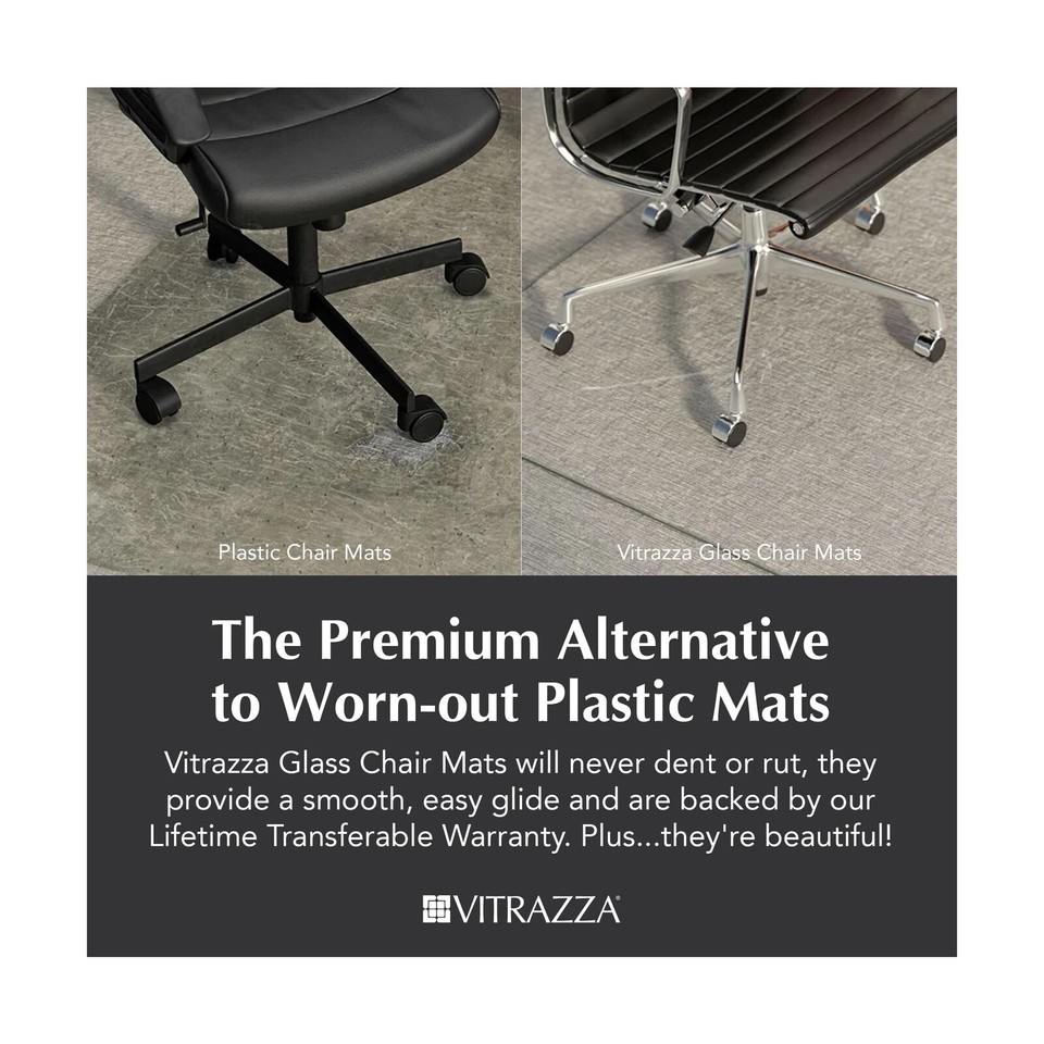 Mat 36” Mat Glass Office Clea Chair – with Vitrazza 42” x Desk | eBay