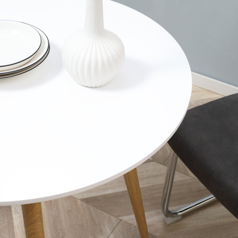 Modern Dining Table with Matte Round Top Metal Base for 2 People ...