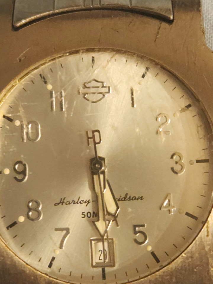 Harley-Davidson Watch Quartz Stainless Steel Men’s VERY Rare White dial ...