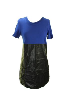 Made For Impulse Fashion Week Blue-Black Short-Sleevepleather Front ...