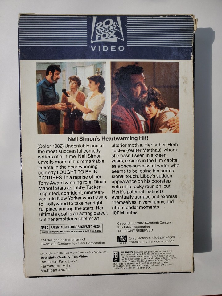 Neil Simon's I Ought To Be In Pictures Side Load Box Beta Max Video ...