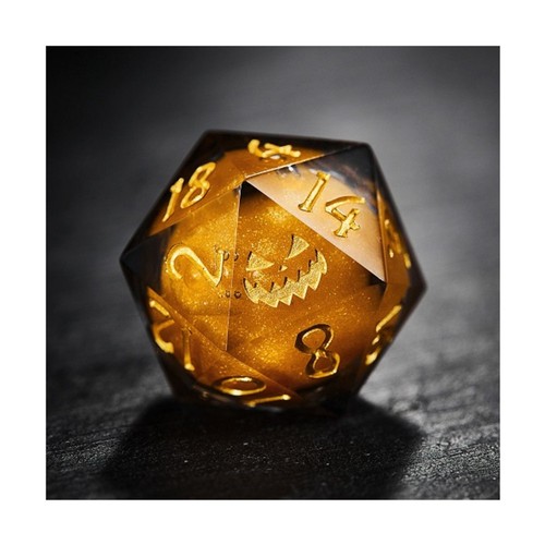 Crystal Maggie Dice d20 Liquid Core - Orange Sand Halloween Pumpkin w ...