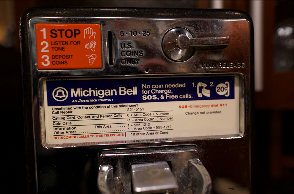 Michigan Bell Payphone 20 cent Upper Sign Plastic Placard | eBay