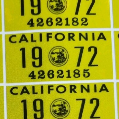 1972 California License Plate Sticker, YOM, CA, DMV, Registration | eBay