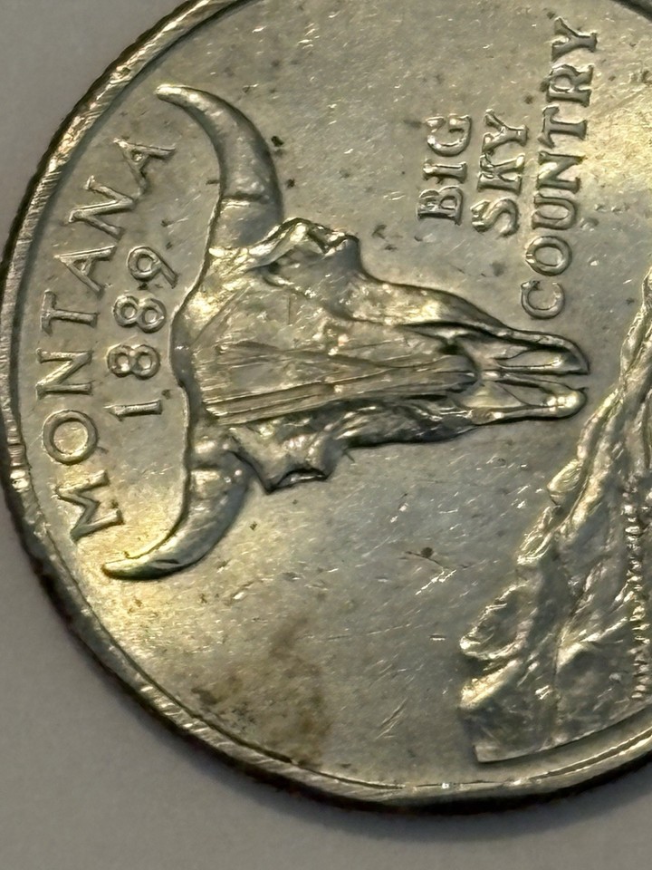 2007 D Montana State Quarter- Die/hub Misaligned Strikes- Coin Surface ...