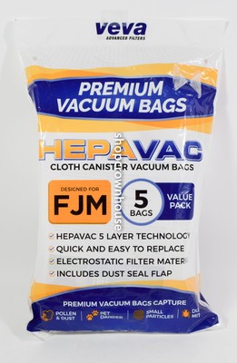 VEVA Premium HEPAVAC Vacuum Cleaner Bags Type FJM Style Vacuums 5 pack ...