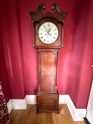 1780s 8-Day Oak Mahogany Brass Face Longcase Clock by Samuel Ashton ...