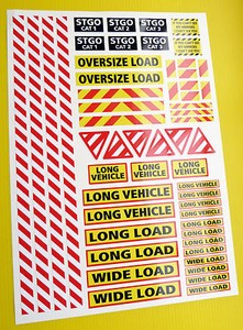 14th scale Truck Warning Safety sign stickers decals OVERSIZE WIDE LOAD ...