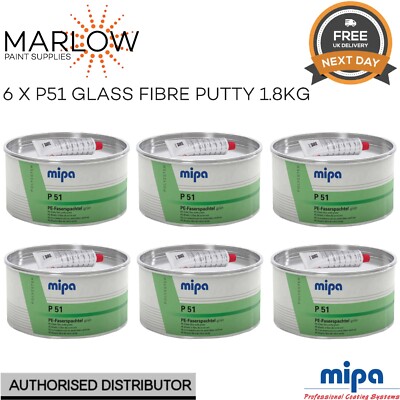 6 X MIPA P51 FIBRE GLASS FILLER GREEN PUTTY WITH HARDENER 1.8KG | eBay UK