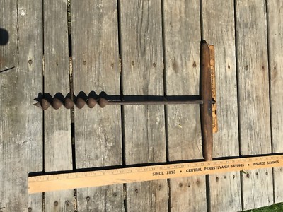 Primitive Antique Auger , Drill Wood Bit, Handmade Handle | eBay
