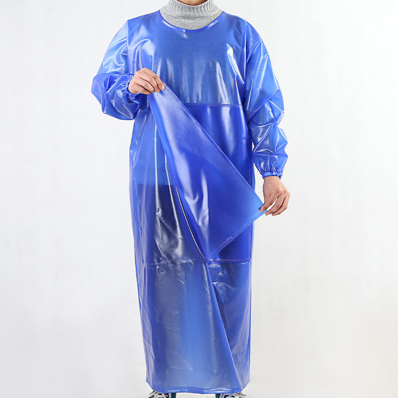 Long Sleeve PVC Apron Waterproof Oil Resistant Butcher Overall Smock ...