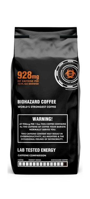 Biohazard Ground Coffee The World's Strongest Coffee 928 MG Caffeine 1 ...