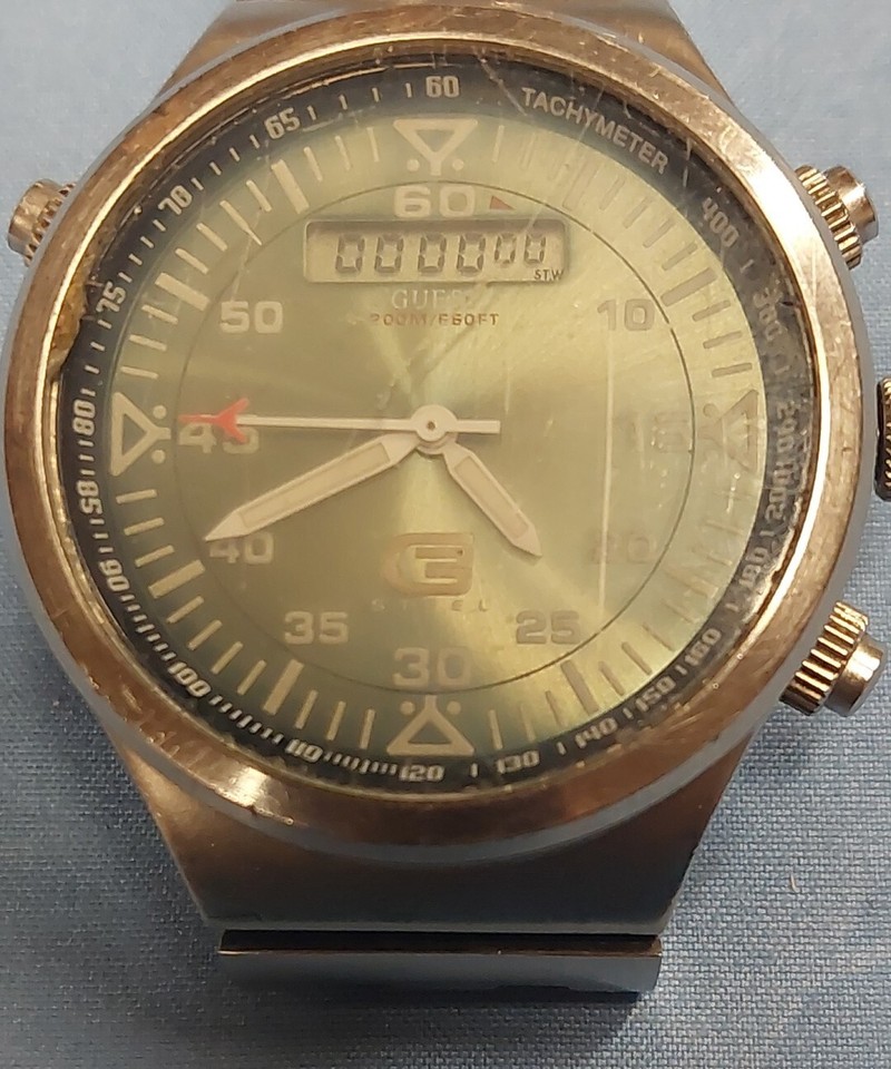 GUESS WATCH 200M 660 FT WATER RESISTANT TACHOMETER WATCH 2 NEW BATTERY ...